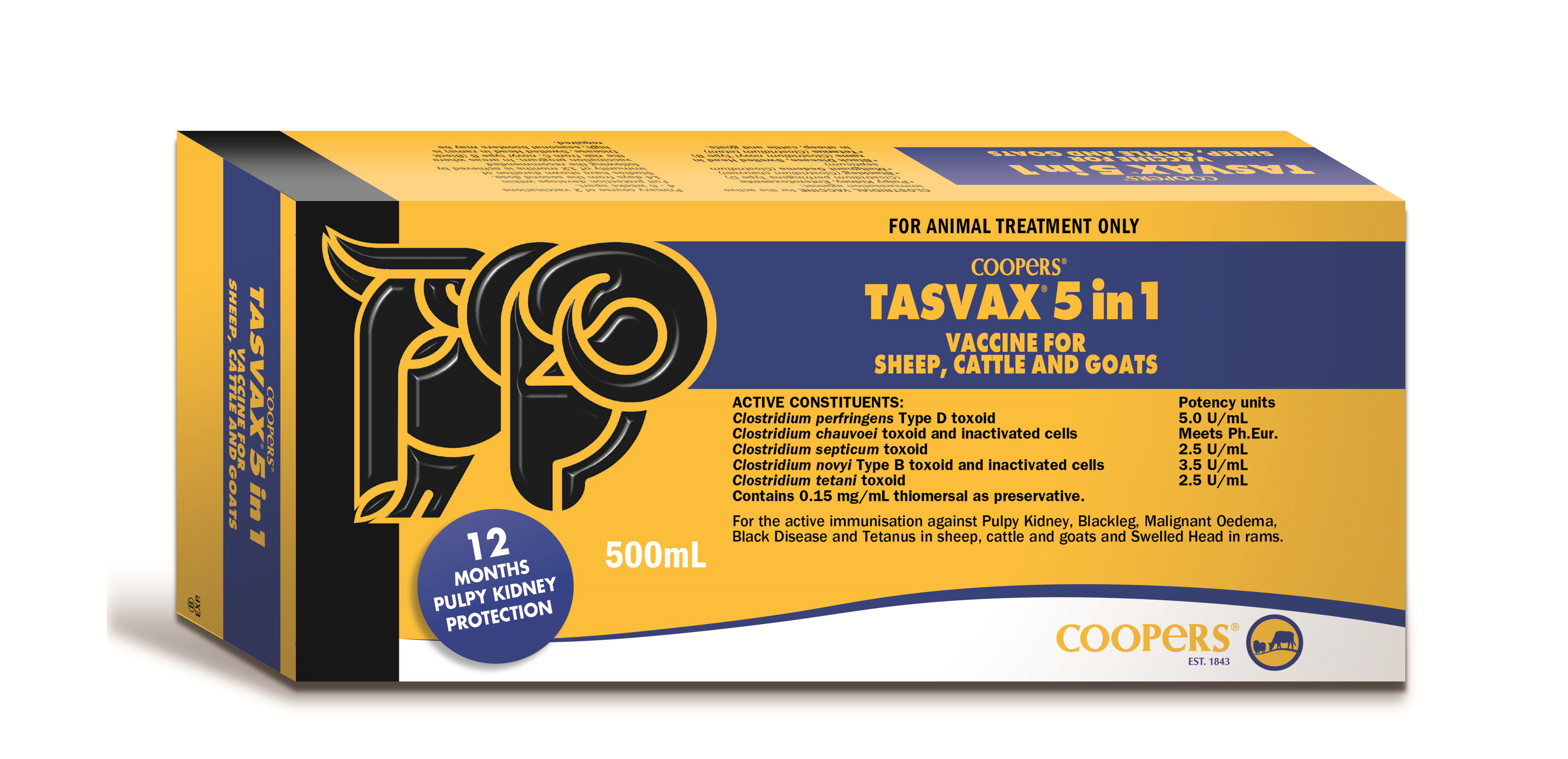 Tasvax 5 in 1 | Vaccine For Sheep, Cattle & Goats | Coopers